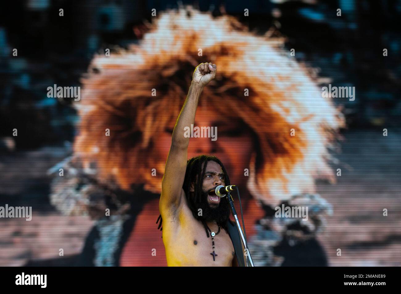 Bass player Chaene da Gama, of the Brazilian crossover thrash band ...