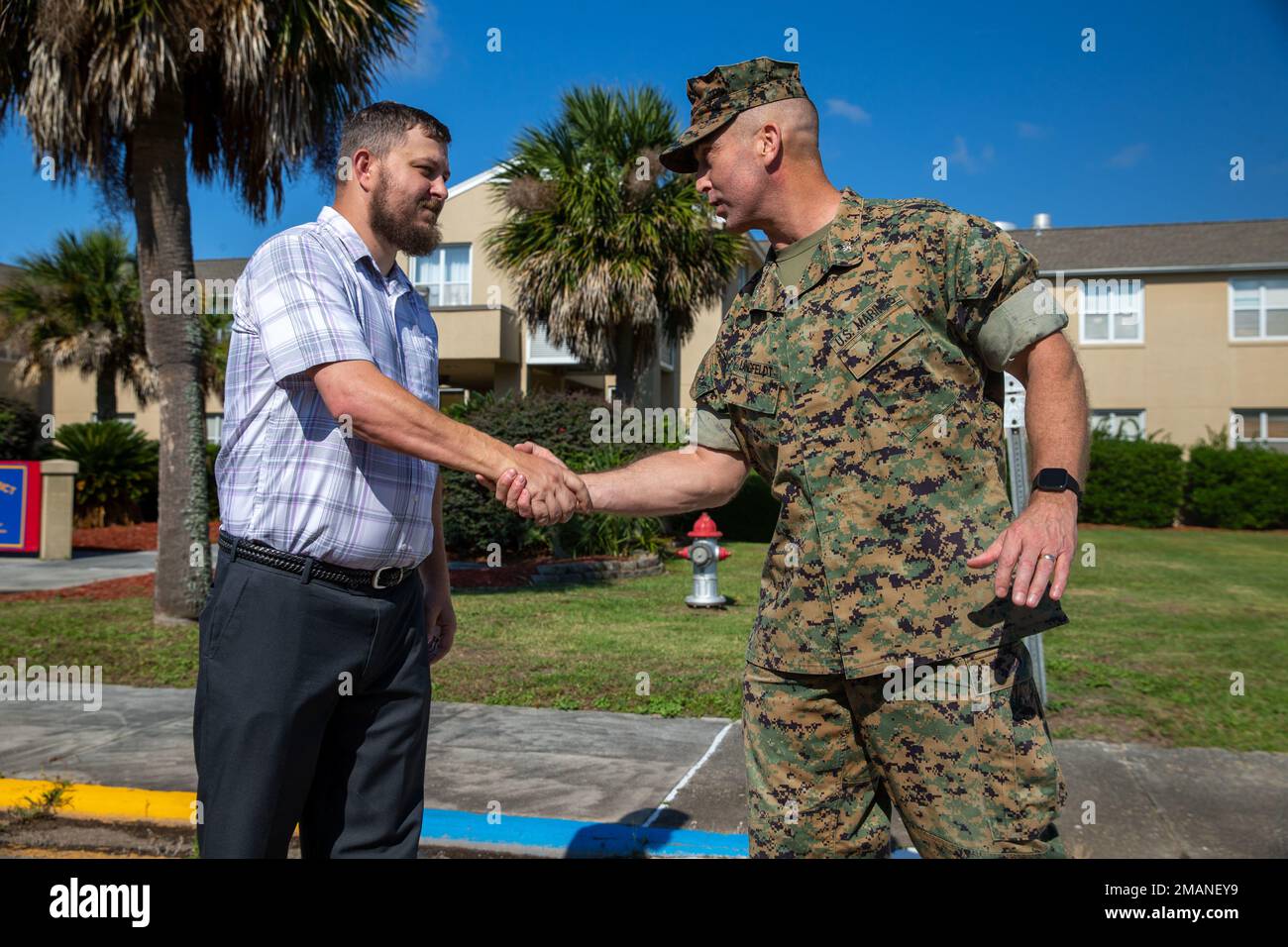 U.S. Marine Corps Col. Lance J. Langfeldt, the commanding officer for ...