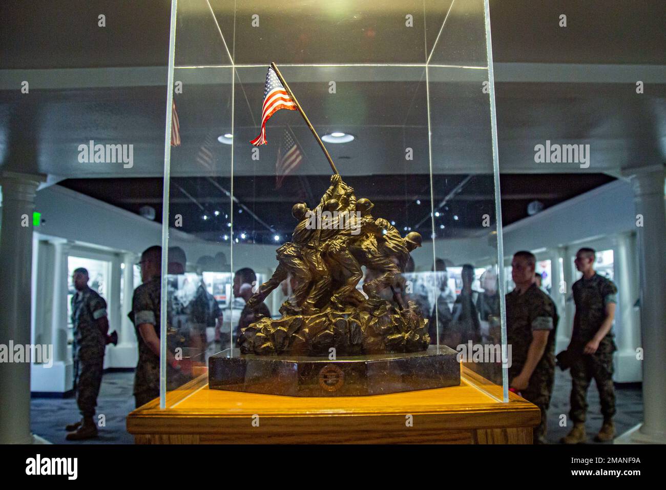 An exhibit displays an artifact representing the battle of Iwo Jima at ...