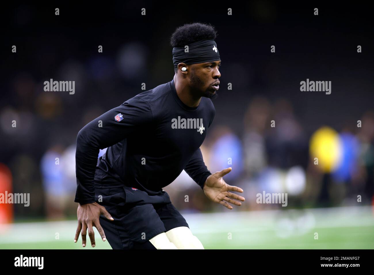 New Orleans Saints cornerback Quenton Meeks (43) warms up before an NFL ...
