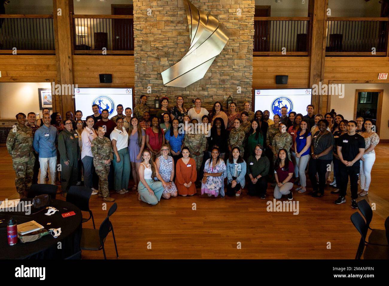 Military members from Shaw Air Force Base pose for a group photo during ...