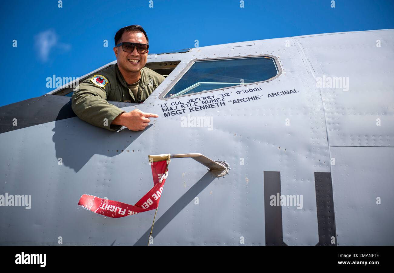 U.S. Air Force Master Sgt. Kenneth Arcibal, a boom operator assigned to ...