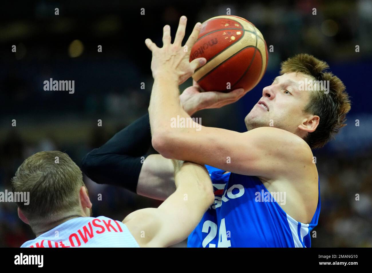 Michal Sokolowski, left, challenges Czech Republic's Jan Vesely during ...