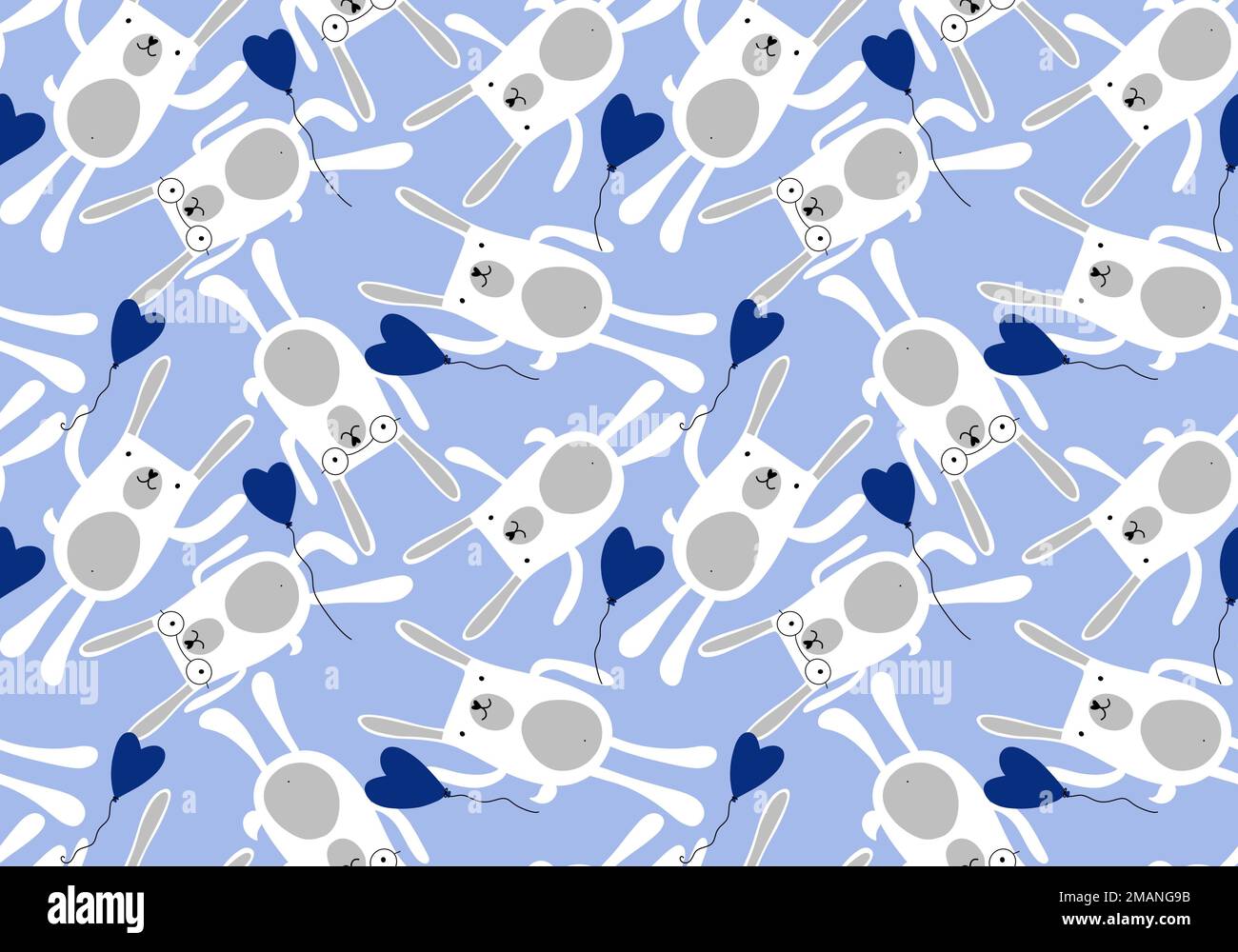 Cartoon animals seamless rabbit bunnies pattern for wrapping paper and ...