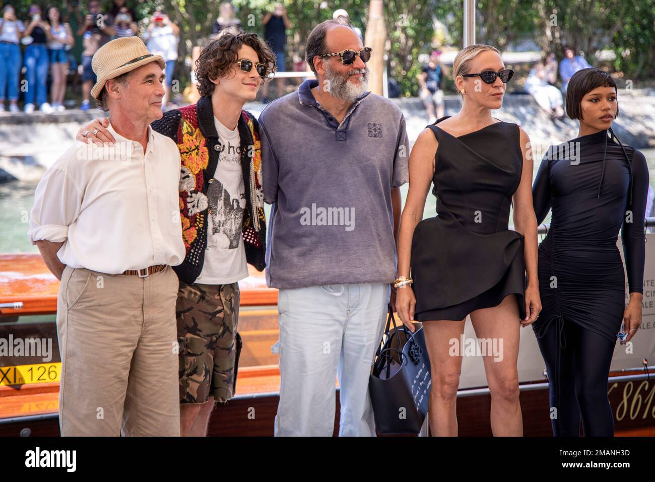 Mark Rylance, from left, Timothee Chalamet, director Luca Guadagnino ...