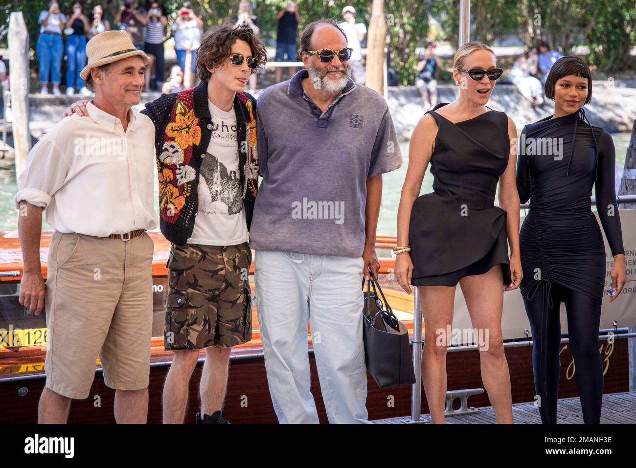 Mark Rylance, from left, Timothee Chalamet, director Luca Guadagnino ...