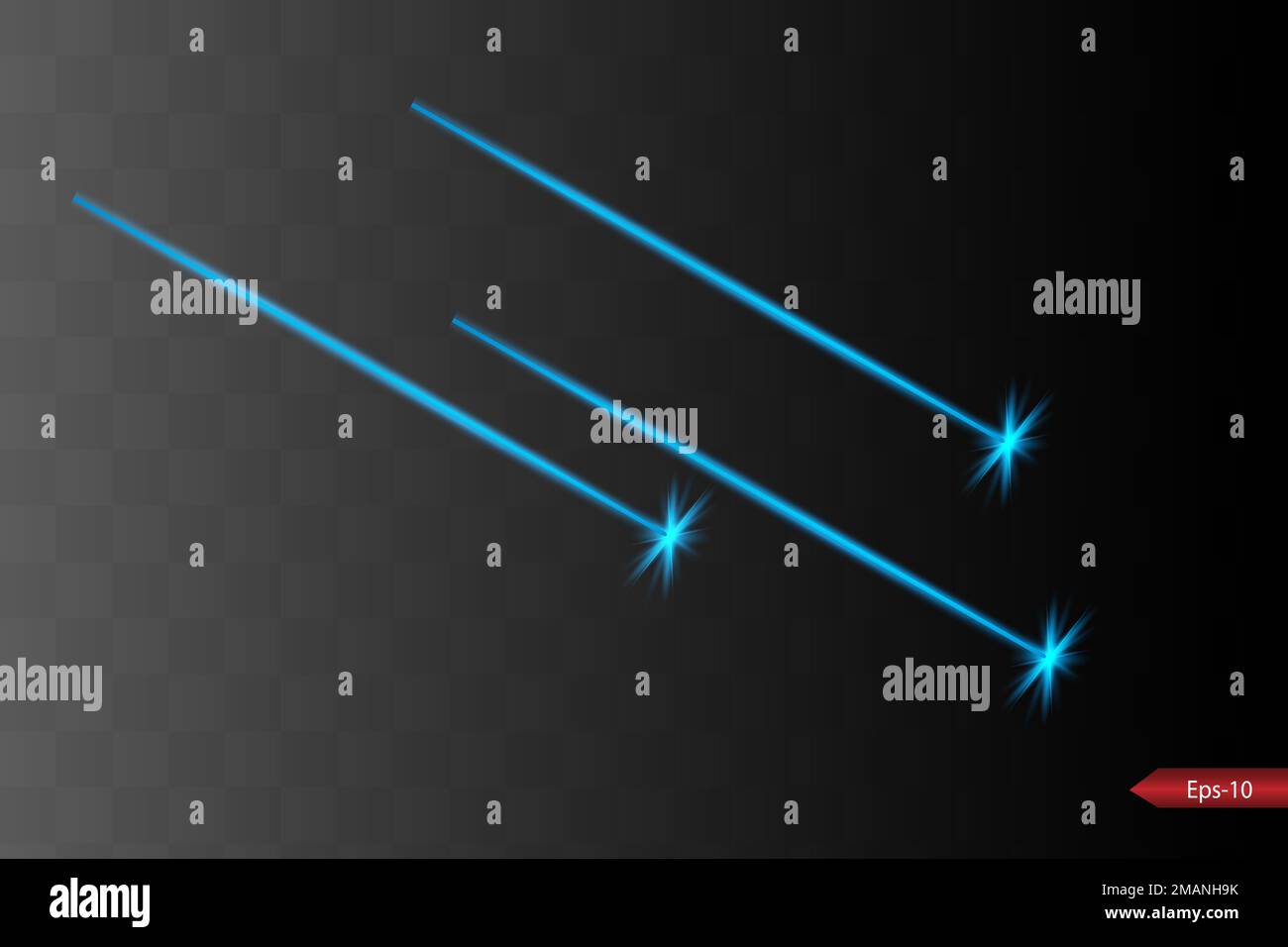Abstract blue laser beam. Transparent isolated on black background ...
