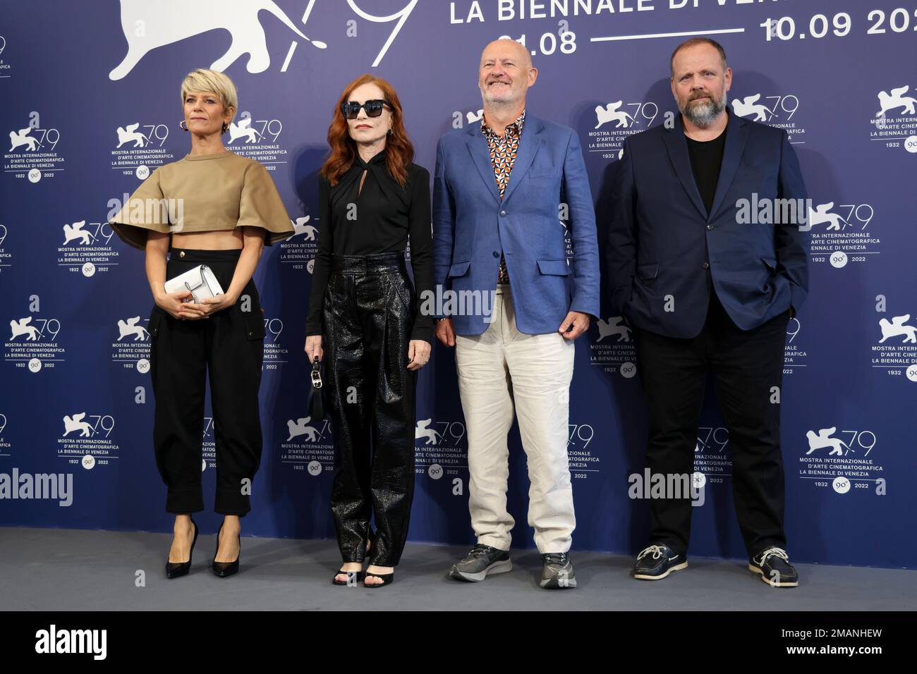 Marina Fois, from left, Isabelle Huppert, director Jean-Paul Salome and ...