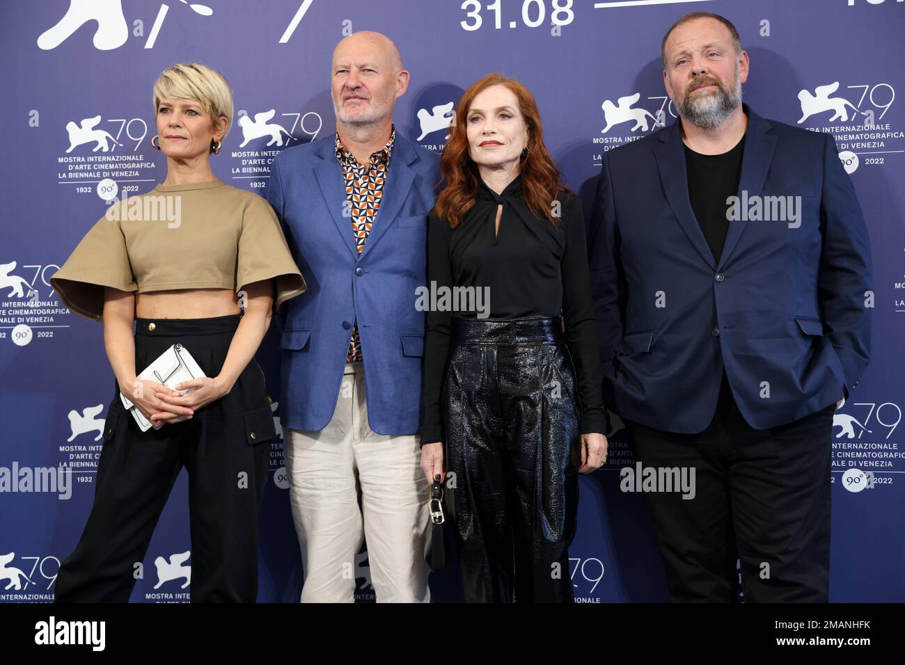 Marina Fois, from left, Isabelle Huppert, director Jean-Paul Salome and ...