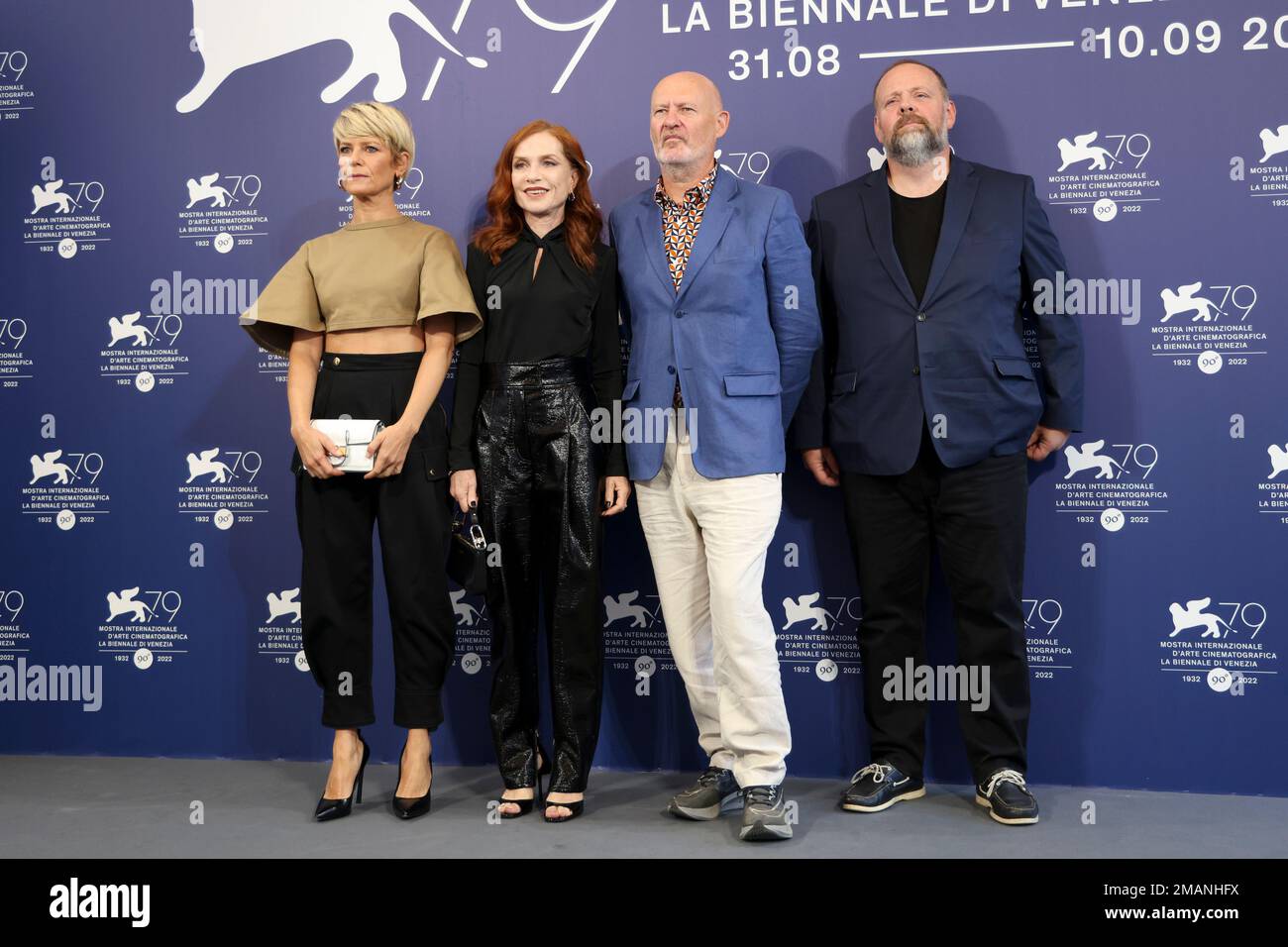 Marina Fois, from left, Isabelle Huppert, director Jean-Paul Salome and ...