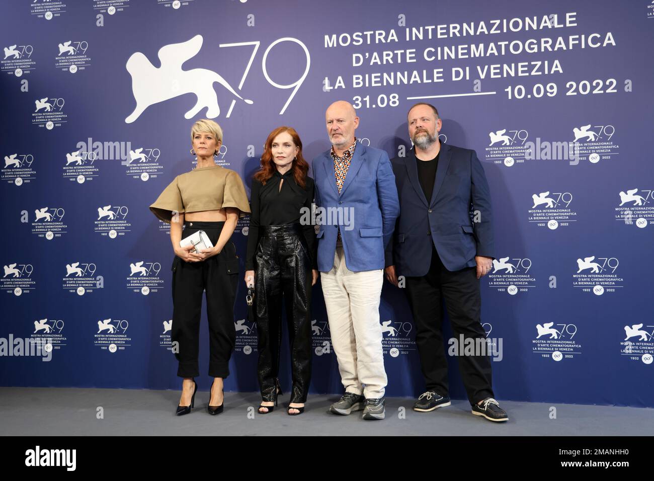 Marina Fois, from left, Isabelle Huppert, director Jean-Paul Salome and ...