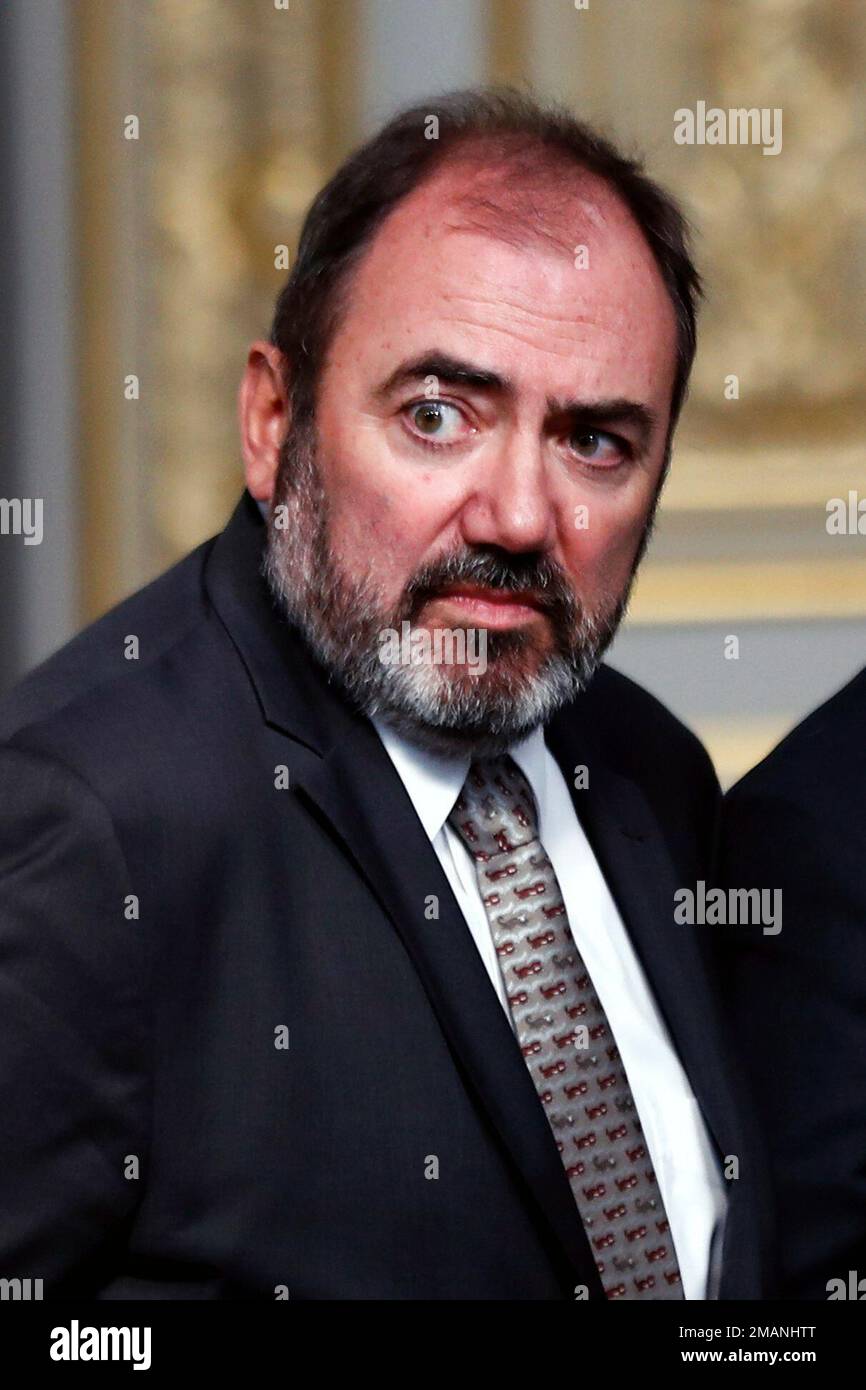 French Health Minister Francois Braun arrives to attend the speech of ...