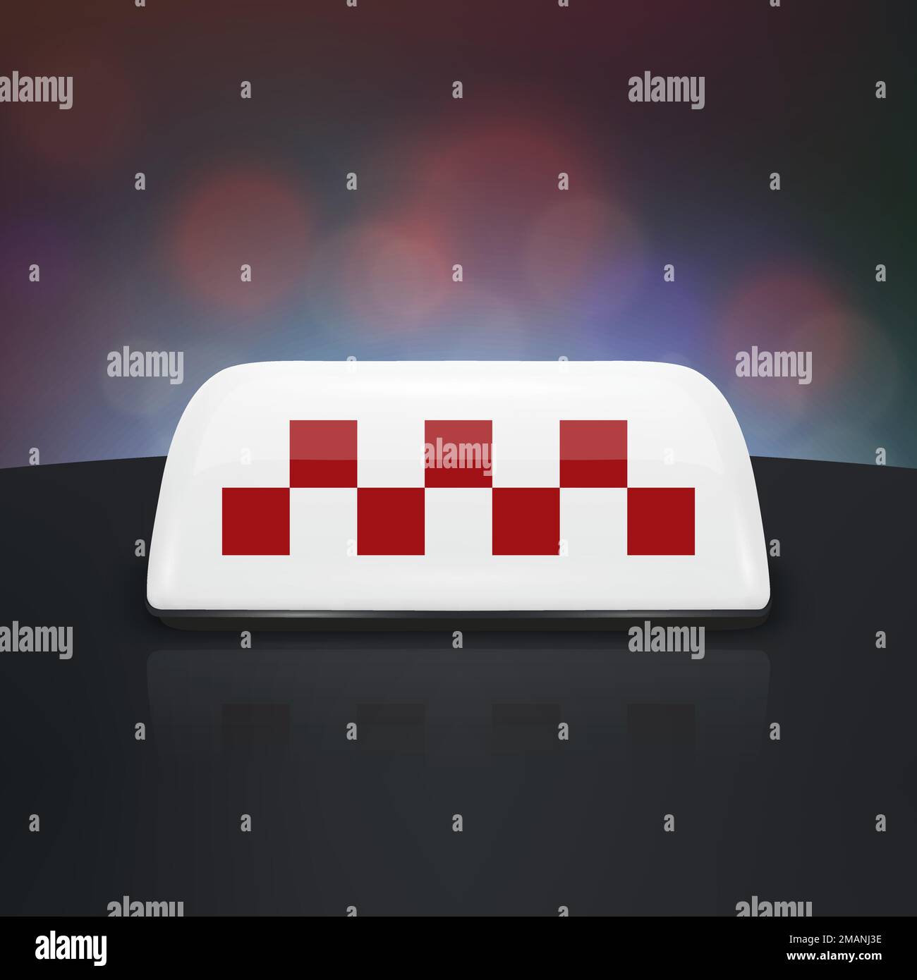 Vector White Taxi Car Sign with Red Text Closeup on the Black Roof ...