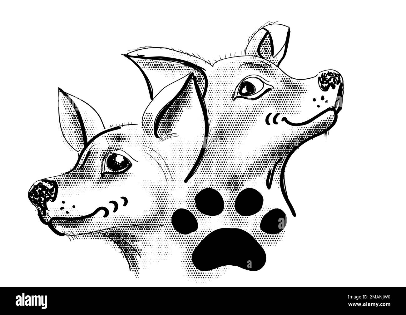 two dogs illustration isolated on white background Stock Vector Image ...