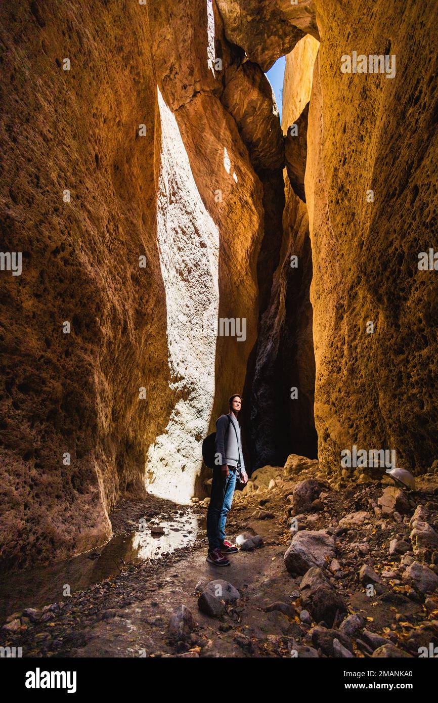 mountain gorge. Karadakh gorge with sunlight in Dagestan. Russia Stock ...