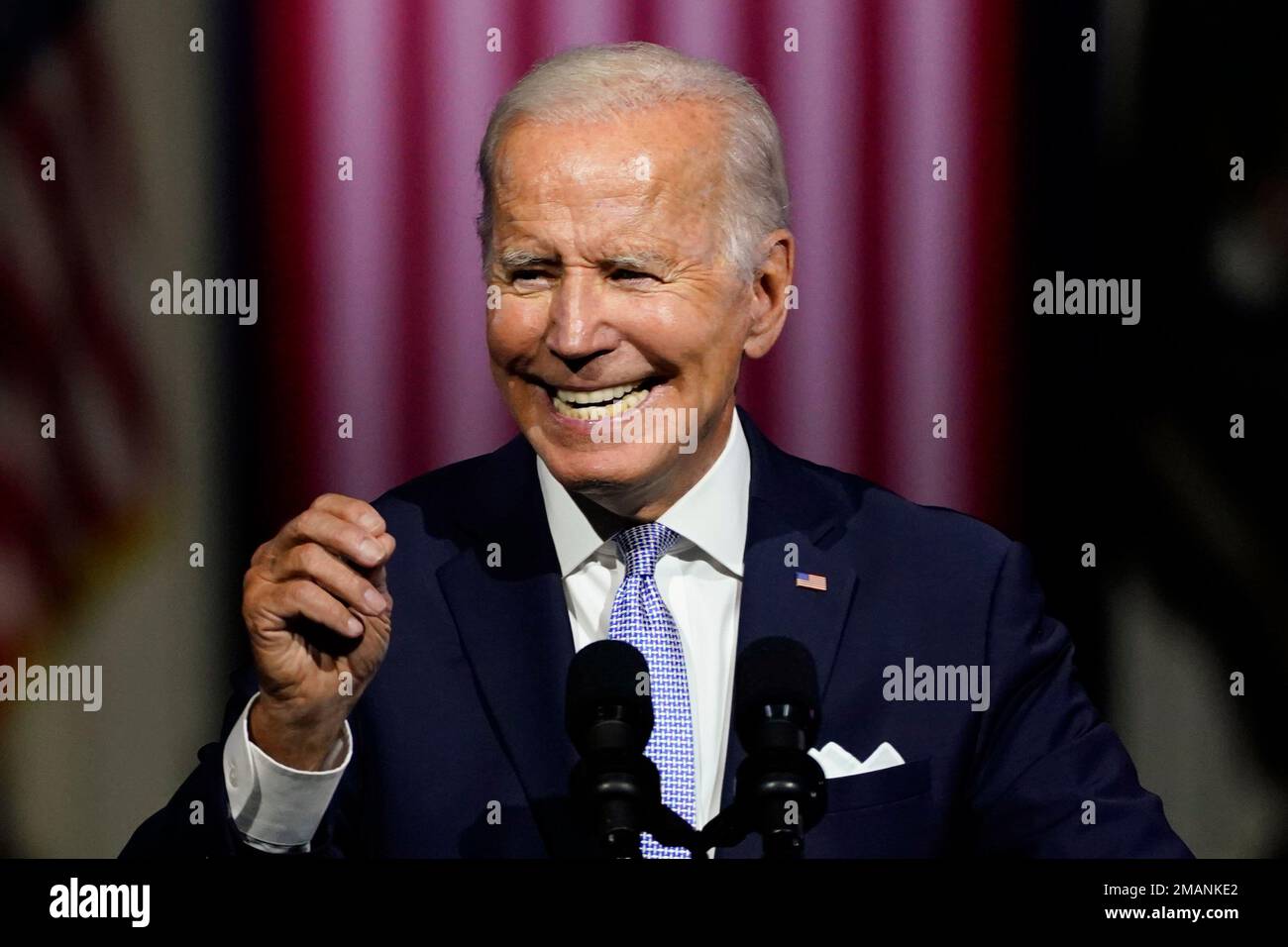 President Joe Biden speaks outside Independence Hall, Thursday, Sept. 1 ...
