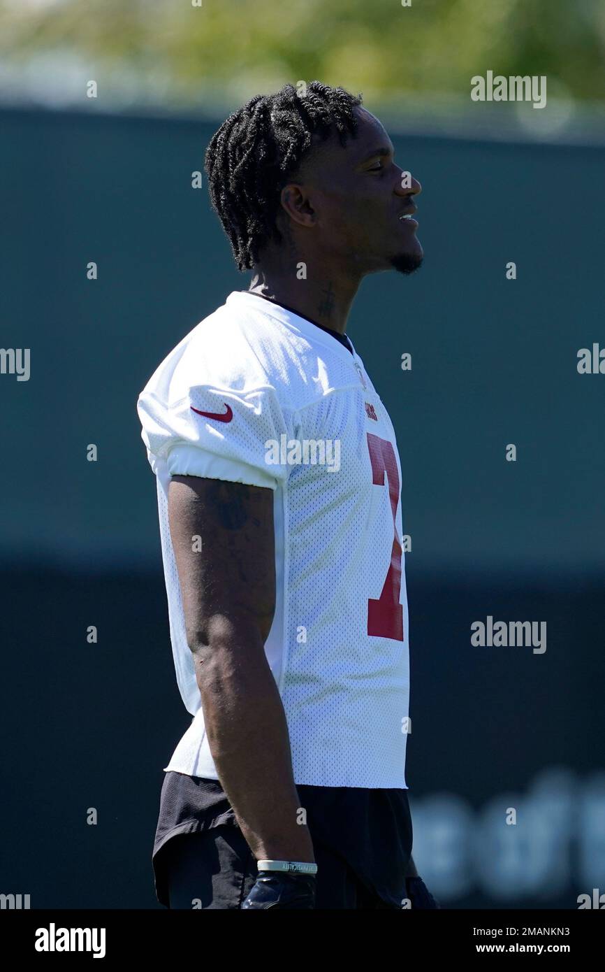 San Francisco 49ers cornerback Charvarius Ward takes part in drills at ...