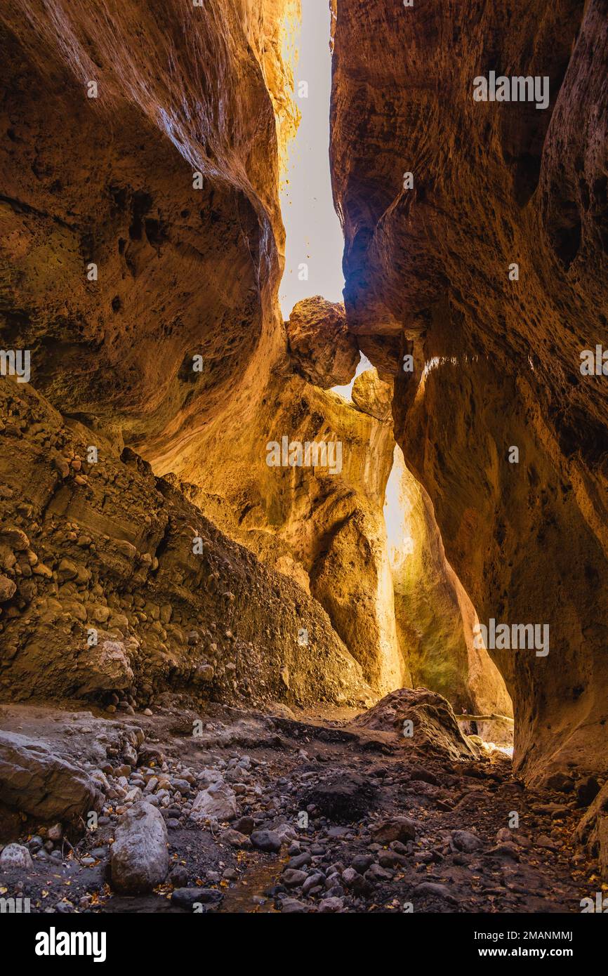 mountain gorge. Karadakh gorge with sunlight in Dagestan. Russia Stock ...