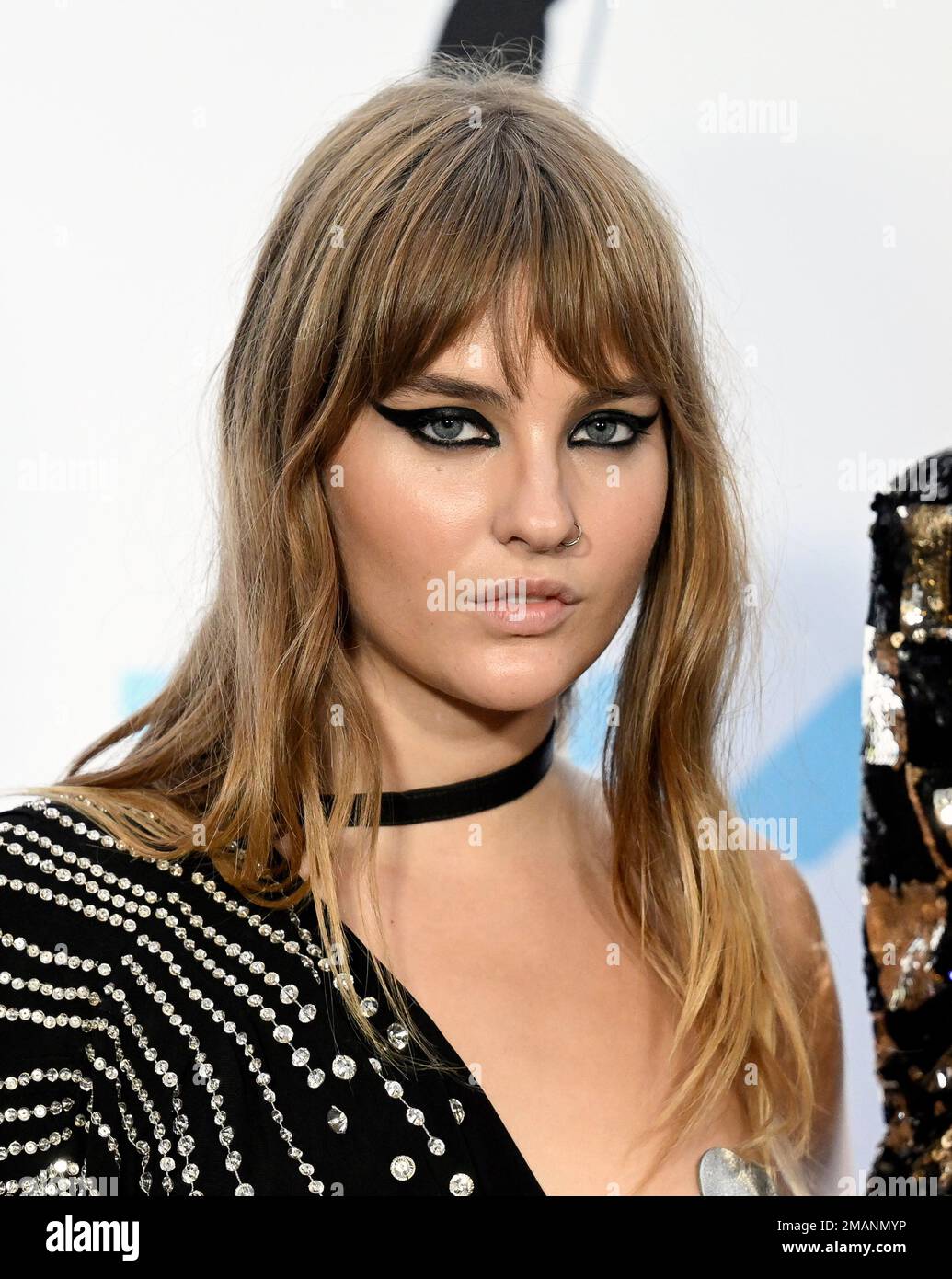 Musician Victoria De Angelis of Maneskin poses in the press room at the ...