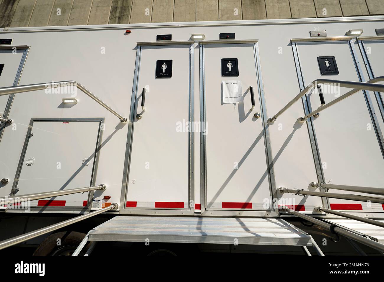 Multi stall portable toilets are are located on the Millsaps College ...