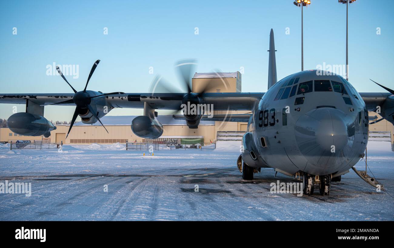 A U.S. Marine Corps KC-130J Super Hercules aircraft with Marine Aerial ...