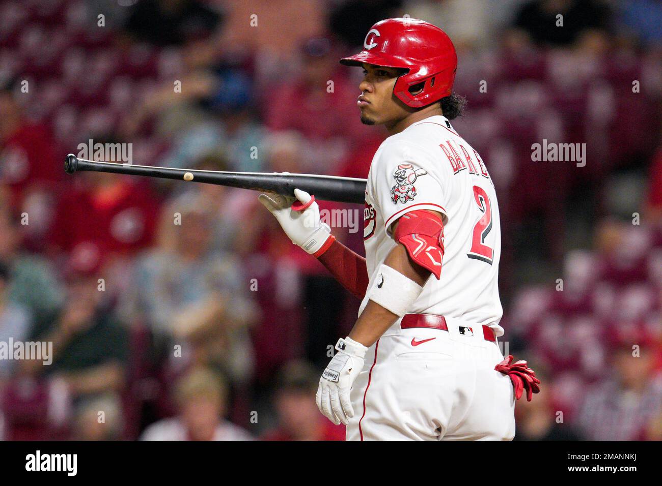 Cincinnati Reds' Jose Barrero (2) plays during a baseball game against ...