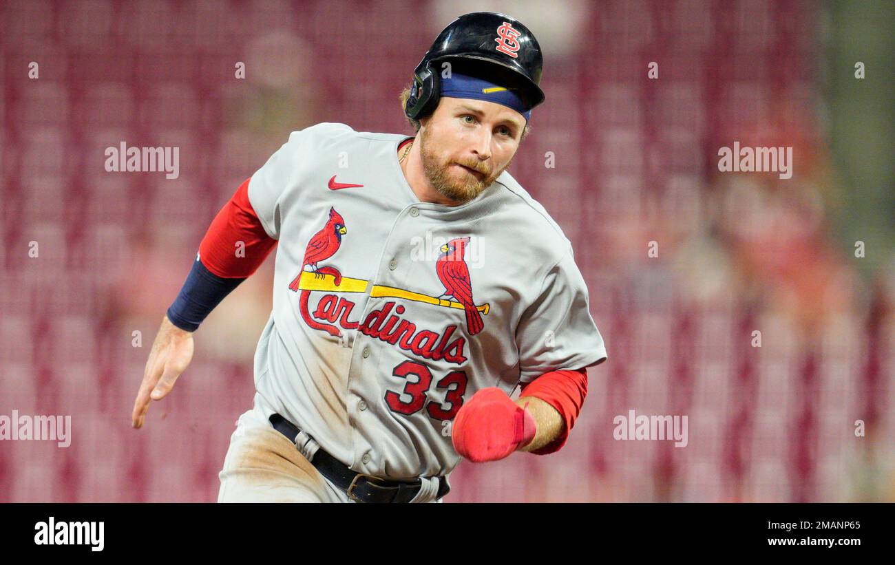 St. Louis Cardinals' Brendan Donovan (33) plays during a baseball game ...