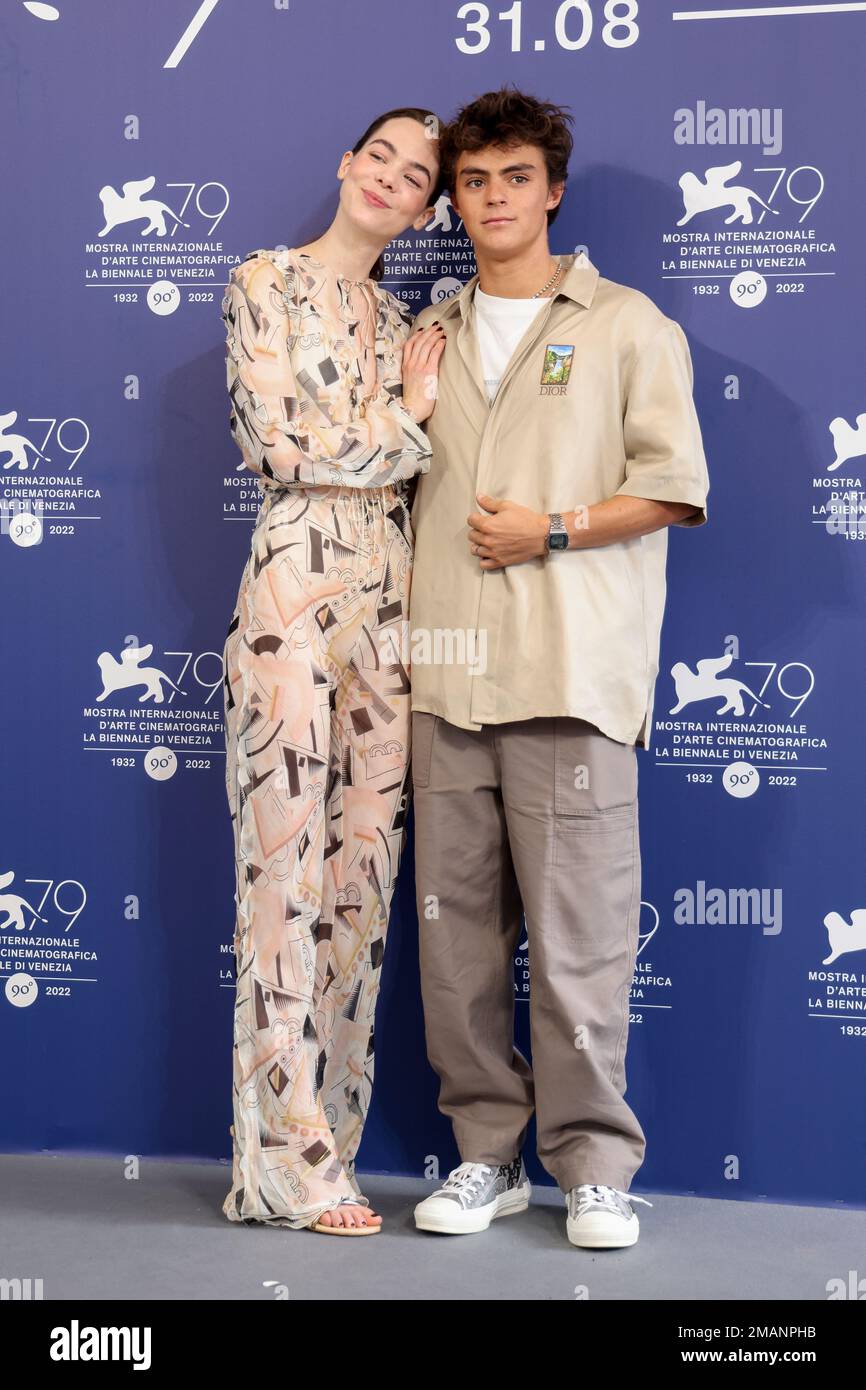 Ximena Lamadrid, left, and Iker Sanchez Solano pose for photographers ...
