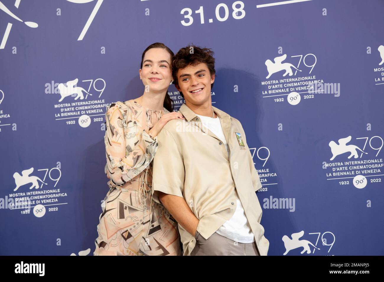 Ximena Lamadrid, left, and Iker Sanchez Solano pose for photographers ...