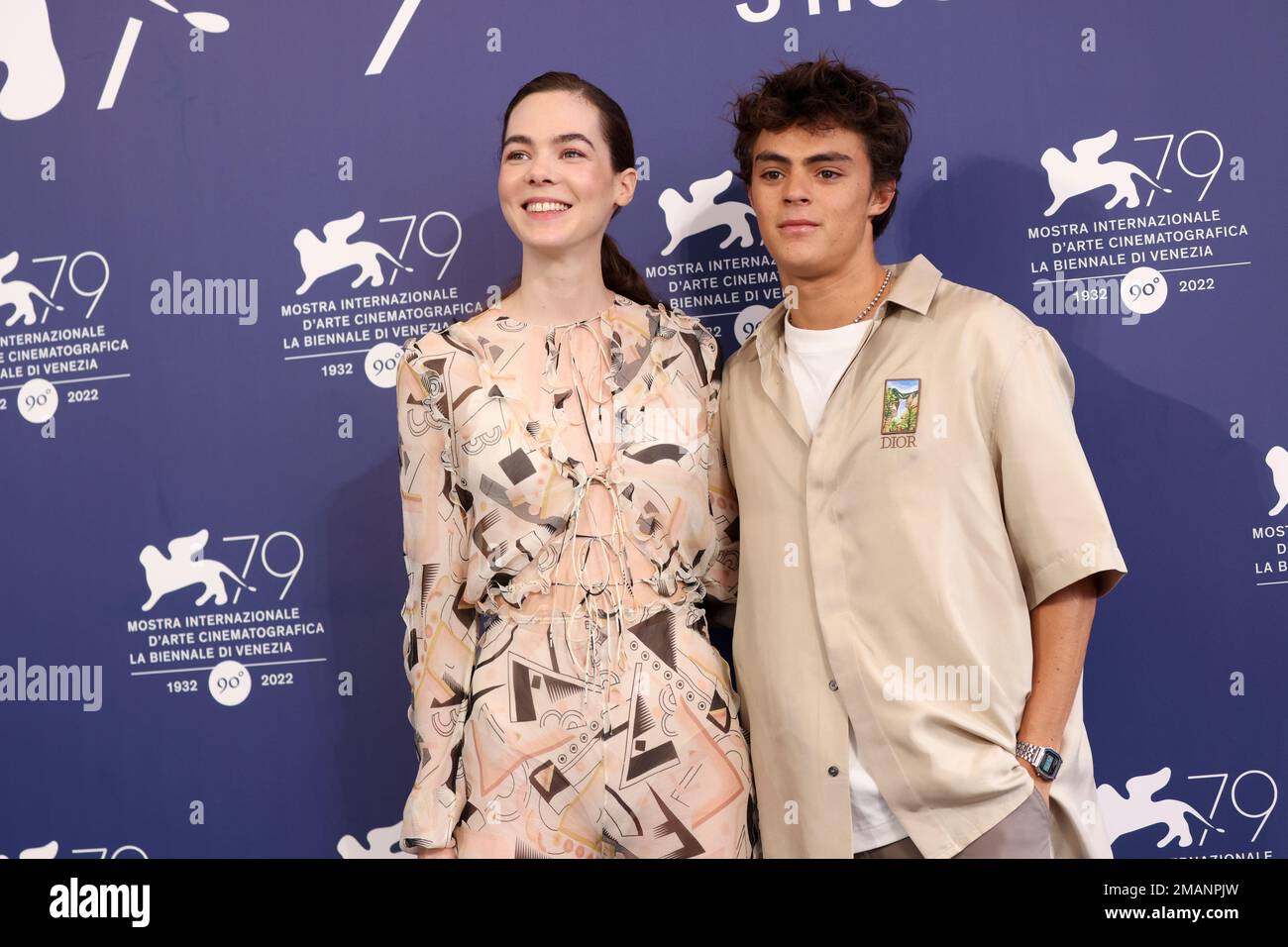 Ximena Lamadrid, left, and Iker Sanchez Solano pose for photographers ...