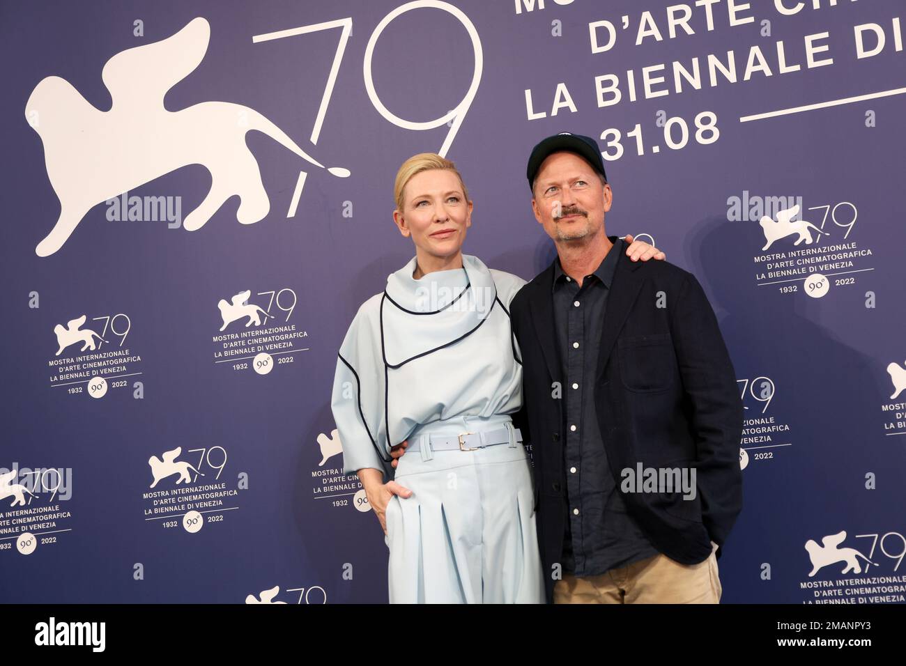 Cate Blanchett, left, and director Todd Field pose for photographers at the photo call for the ...