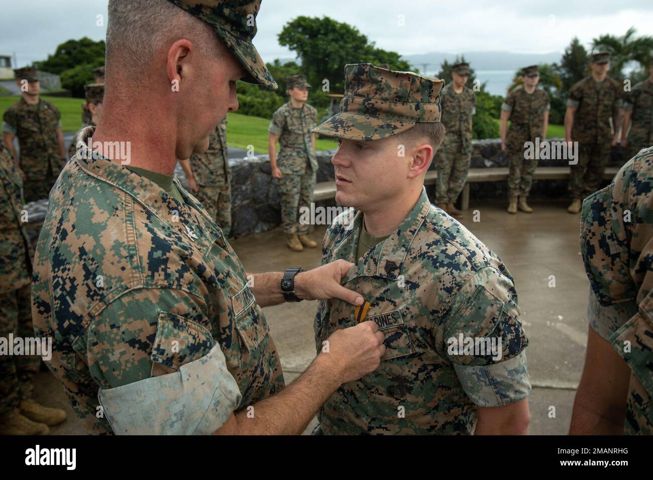 U.S. Marine Corps Col. Matthew Tracy, left, commanding officer of 4th ...