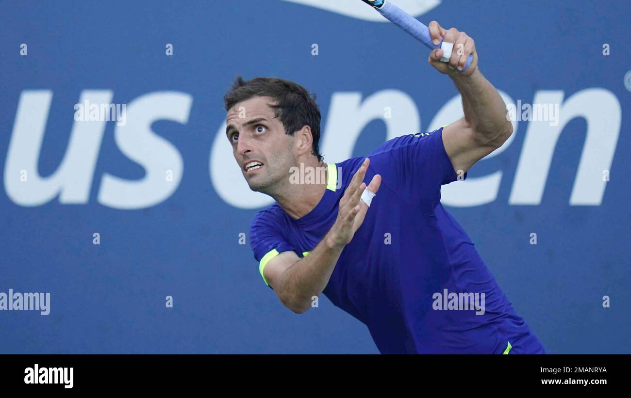 Albert Ramos-Vinolas of Spain returns the serve during the first round ...