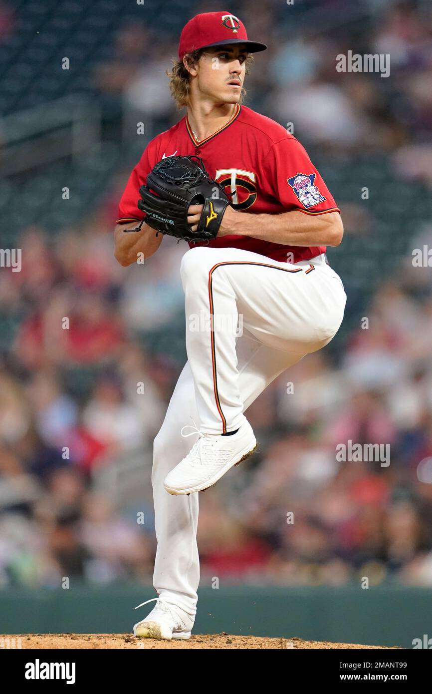 Minnesota Twins starting pitcher Joe Ryan winds up during the fourth ...