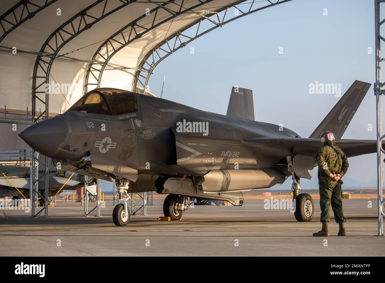 A U.S. Marine Corps F-35B Lightning II aircraft with Marine Fighter ...
