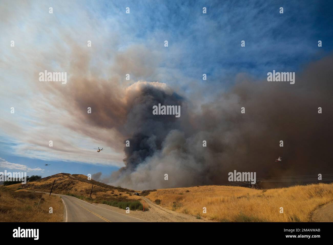 Smoke rises from a wildfire in Castaic, Calif., on Wednesday, Aug. 31 ...