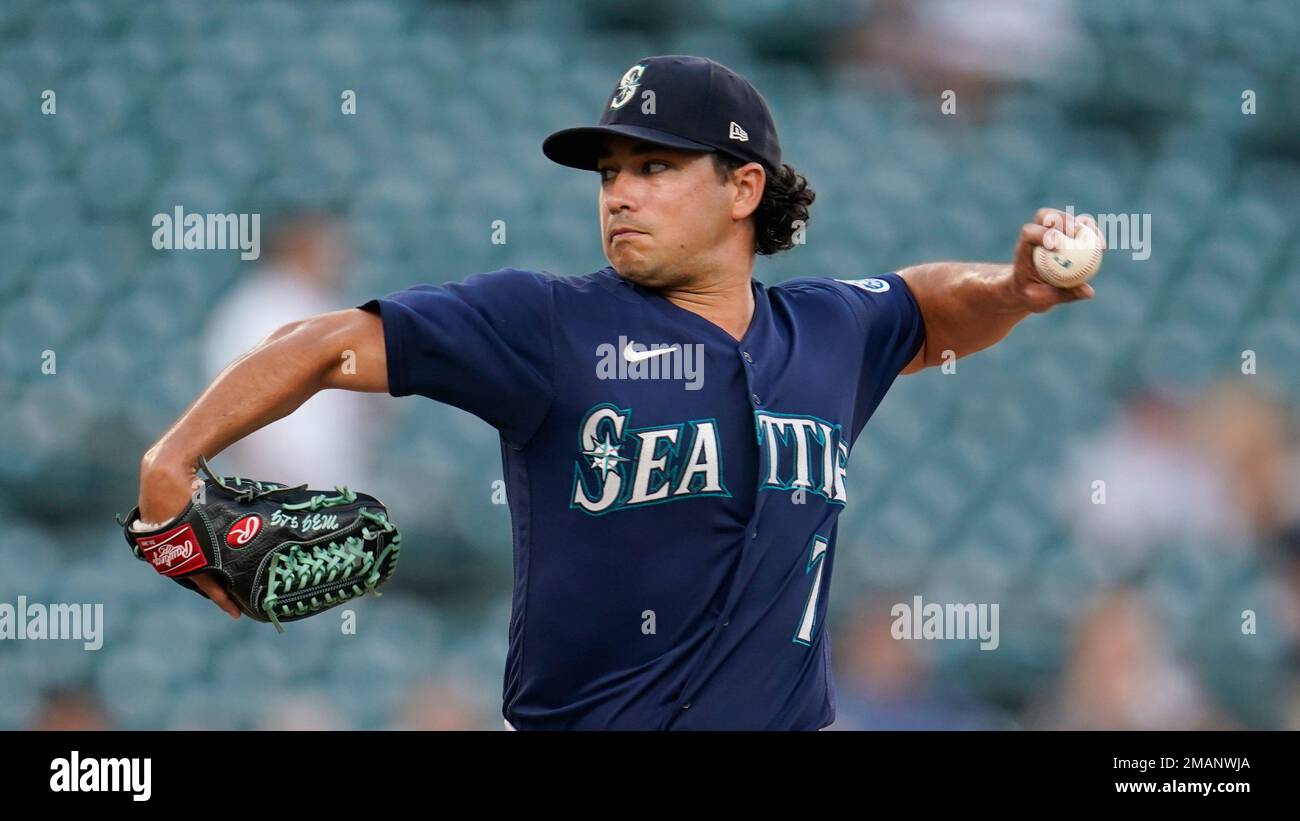 Seattle Mariners pitcher Marco Gonzales throws against the Detroit ...