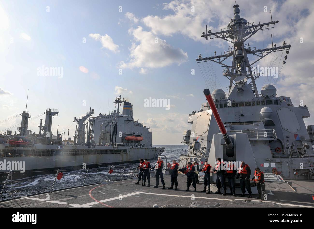 PHILIPPINE SEA (Jan. 19, 2023) – Sailors assigned to the Arleigh Burke ...