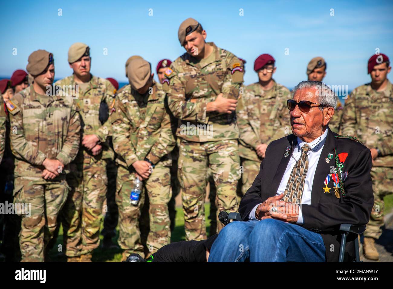 Soldiers listen to ninety-eight-year old U.S. veteran Charles Shay, who ...