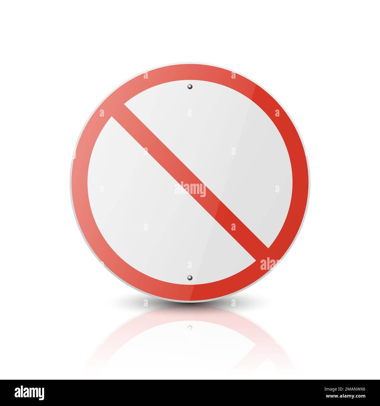 Vector White and Red Round Glossy Prohibition Stop Sign - Warning ...