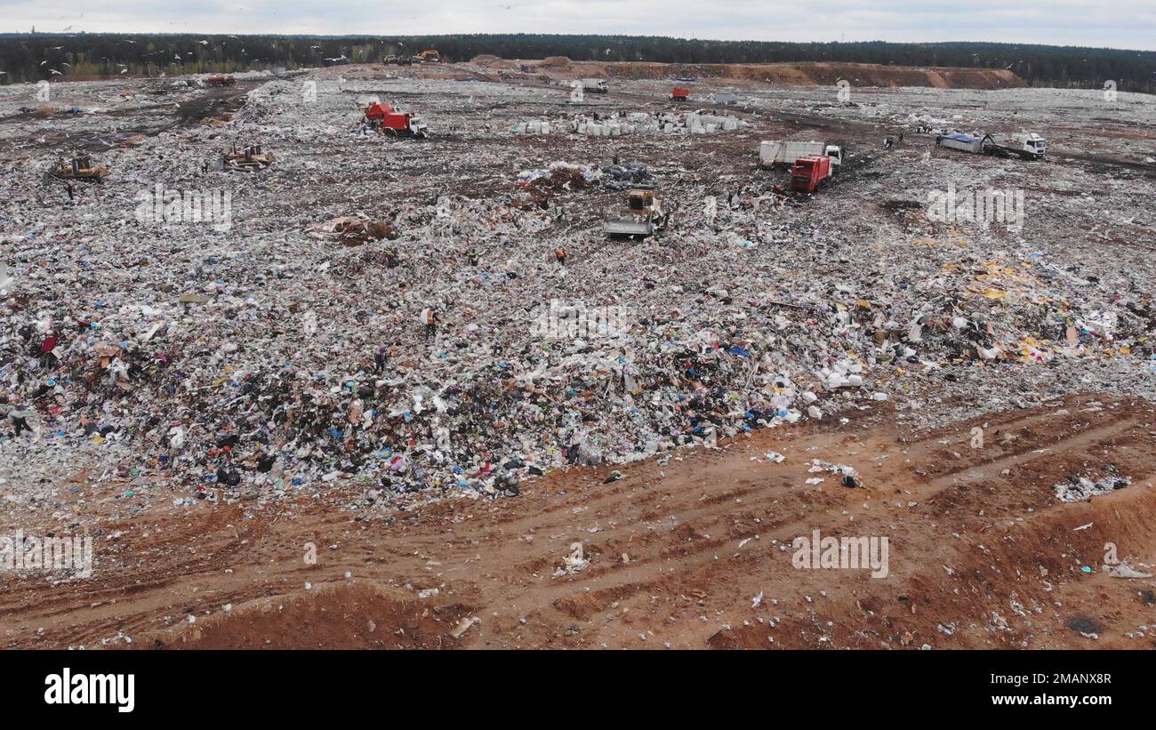 A large landfill near the city of Minsk. View from the drone Stock ...