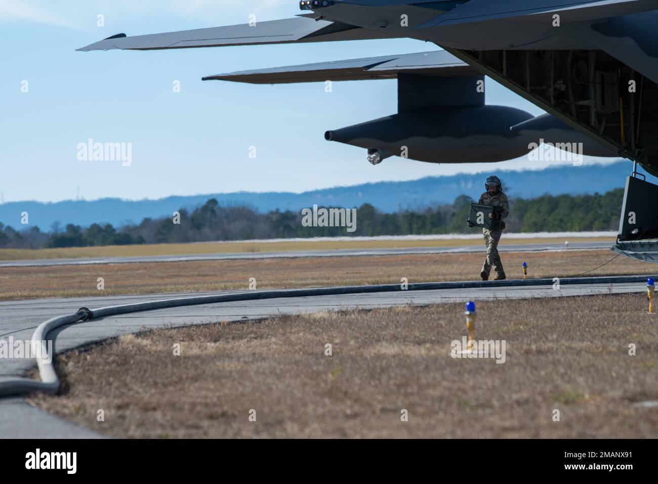 U.S. Air Force Master Sgt. Derek Watson, an aerial gunner with the 4th ...