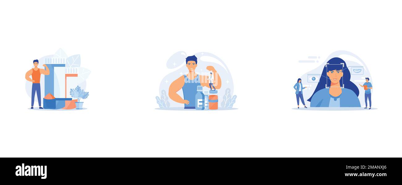 Bodybuilder with sports nutrition plastic containers with protein ...