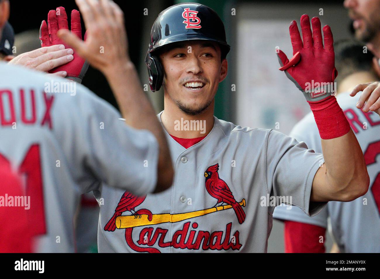 St. Louis Cardinals' Tommy Edman (19) plays in a baseball game against ...
