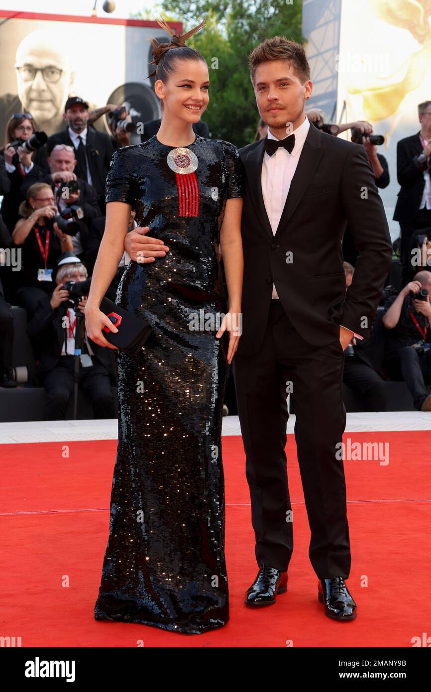 Barbara Palvin, left, and Cole Sprouse pose for photographers upon ...