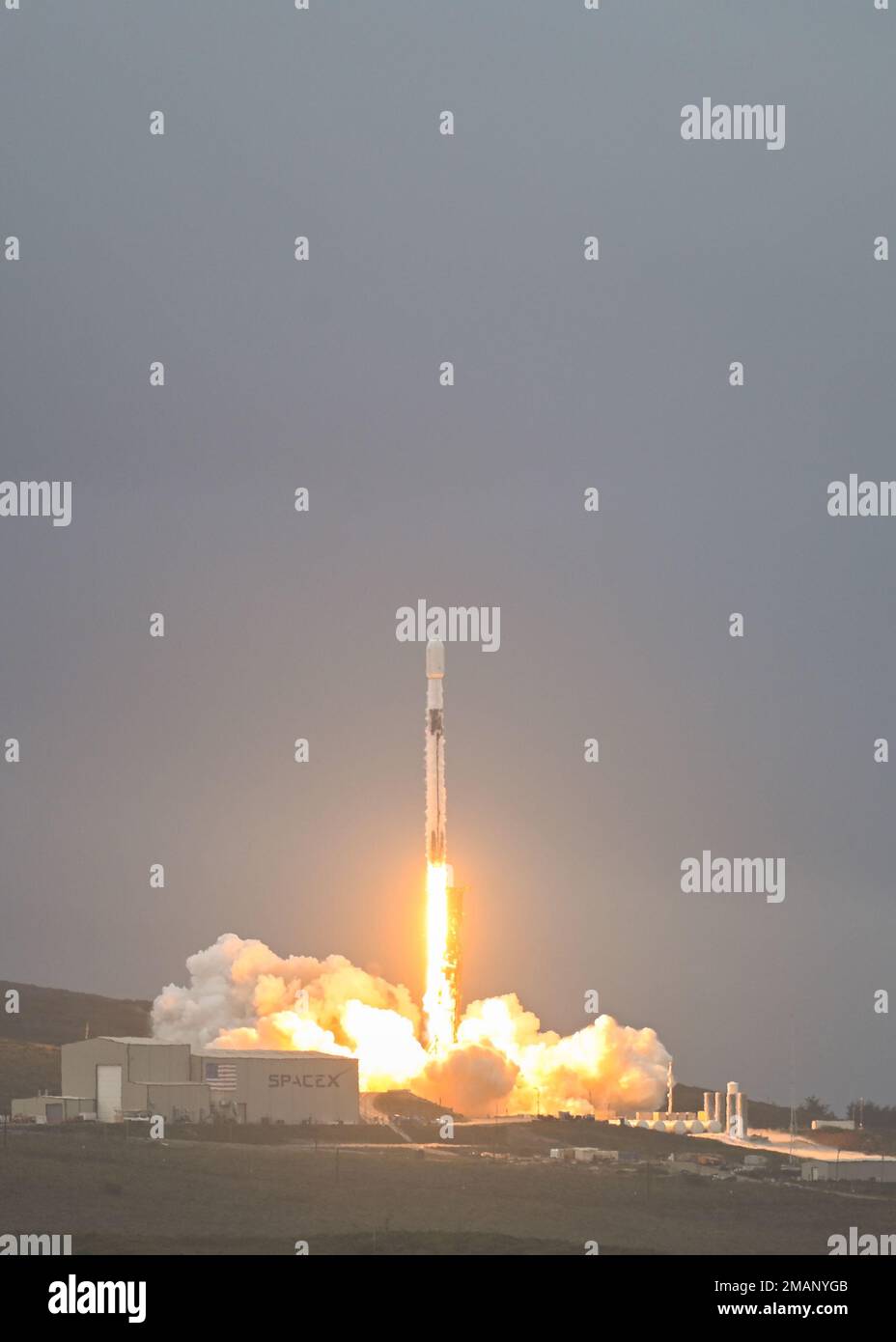 A SpaceX Falcon-9 rocket carrying Starlink mission 2-4 launches from ...