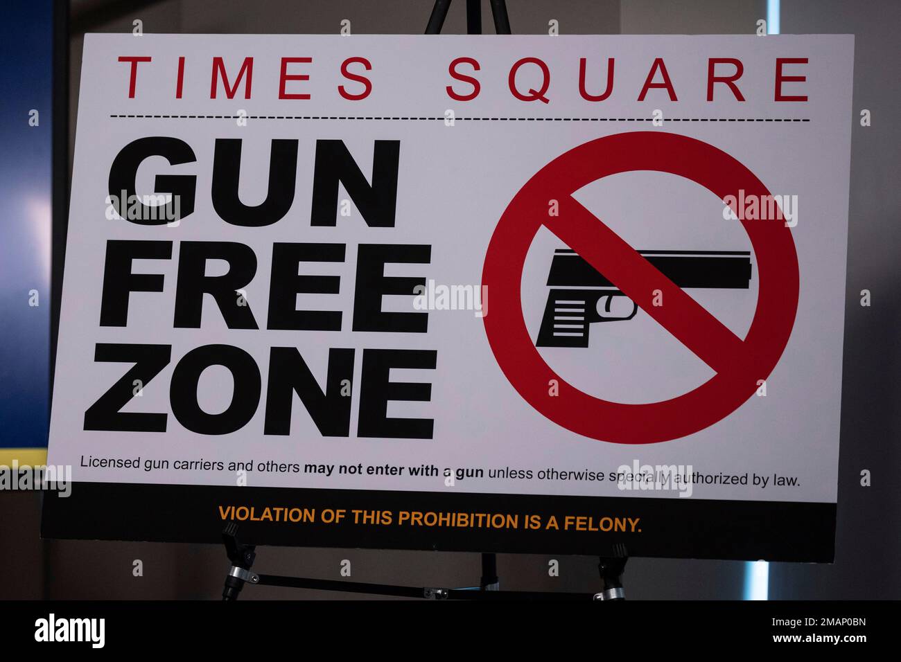 A “Gun Free Zone" sign, which is expected to be installed at Times ...