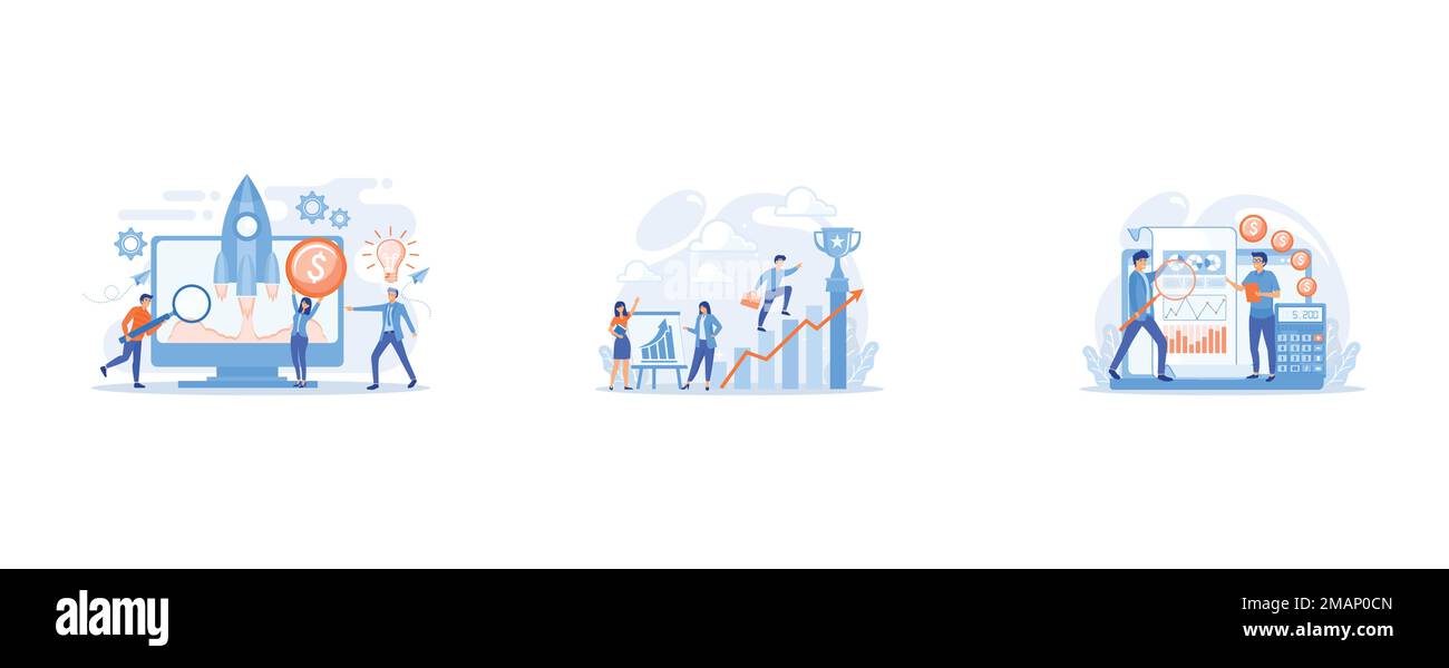 Project management, Job promotion, Business analytics, set flat vector ...