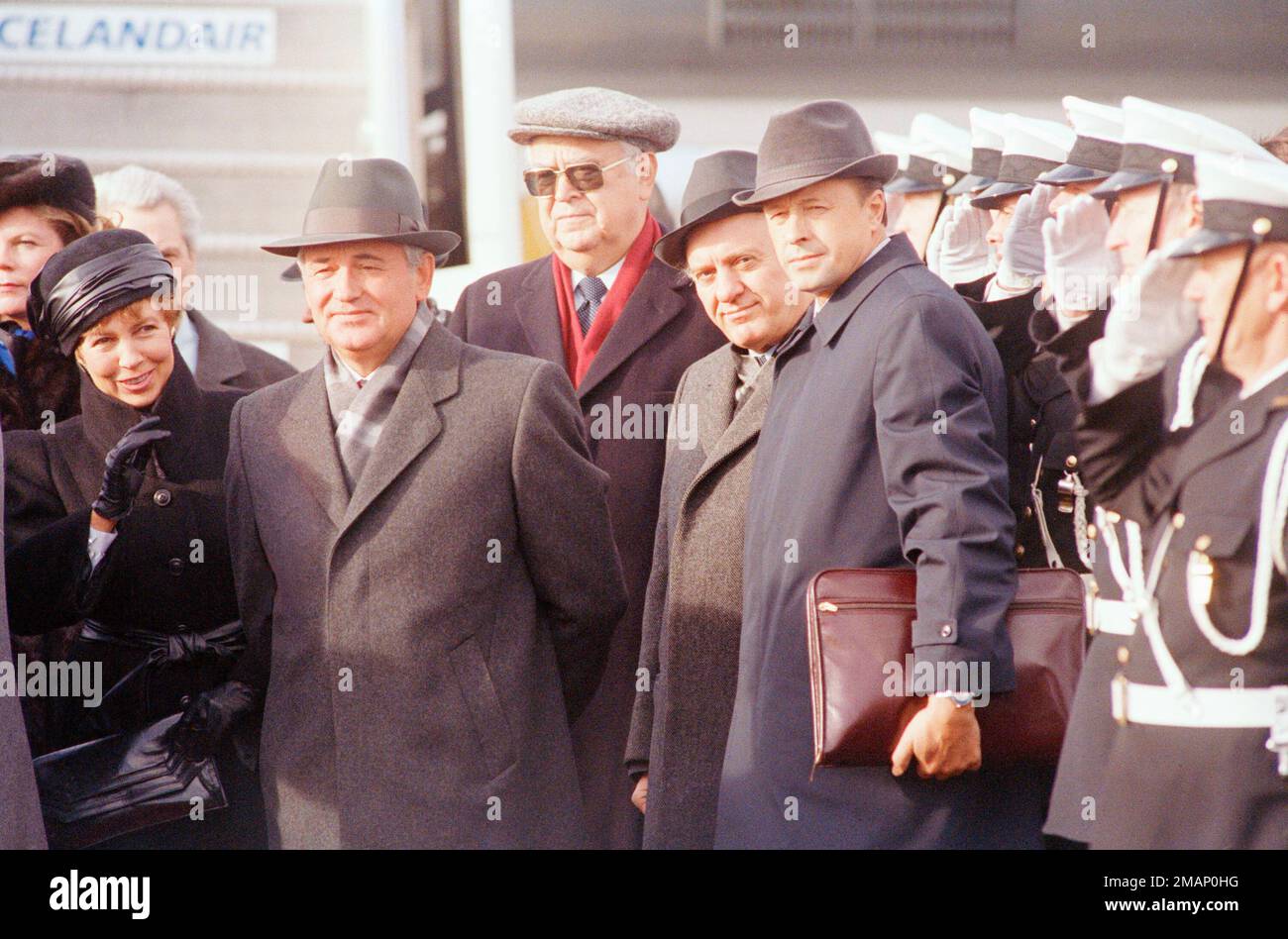 FILE - Soviet leader Mikhail Gorbachev arrives at Keflavik airport ...