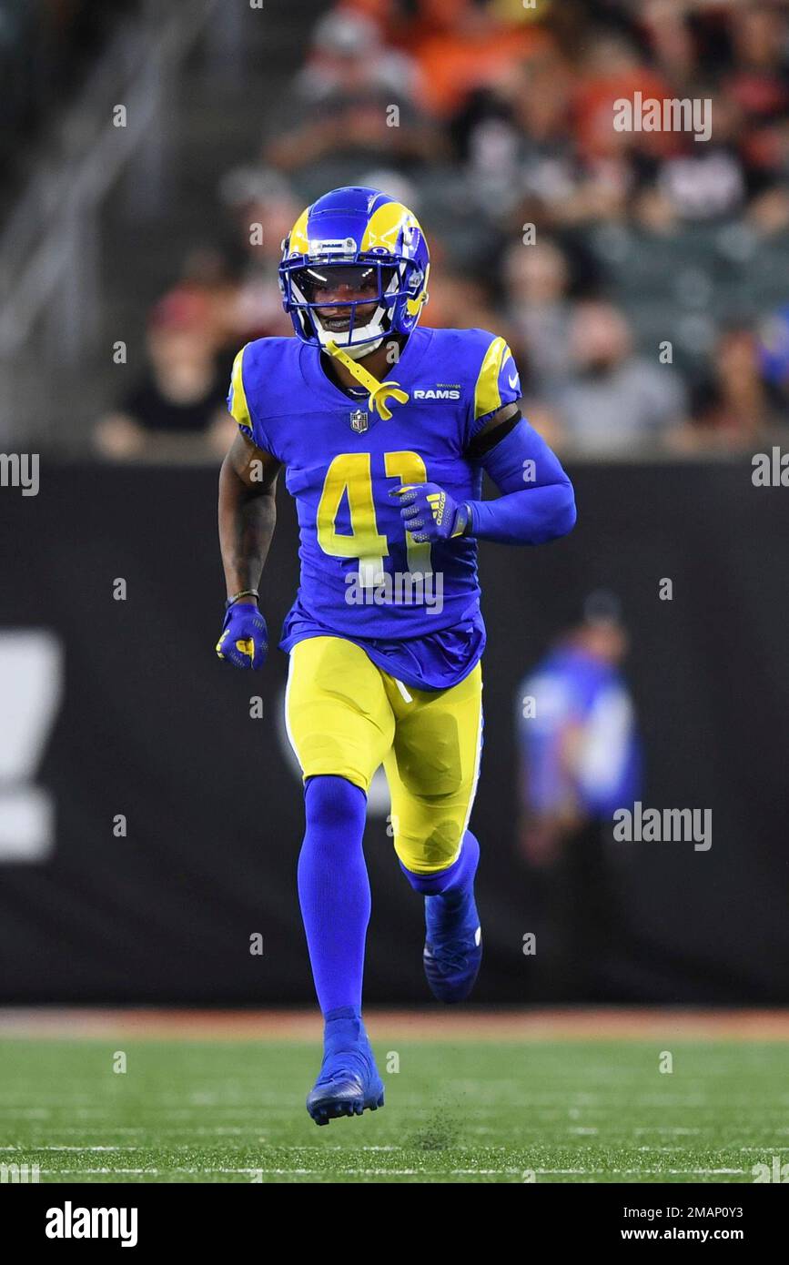 Los Angeles Rams safety Dan Isom (41) runs for the play during a ...